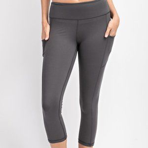 rae mode | Pants & Jumpsuits | Charcoal Capri Yoga Pants W Pockets Firm ...